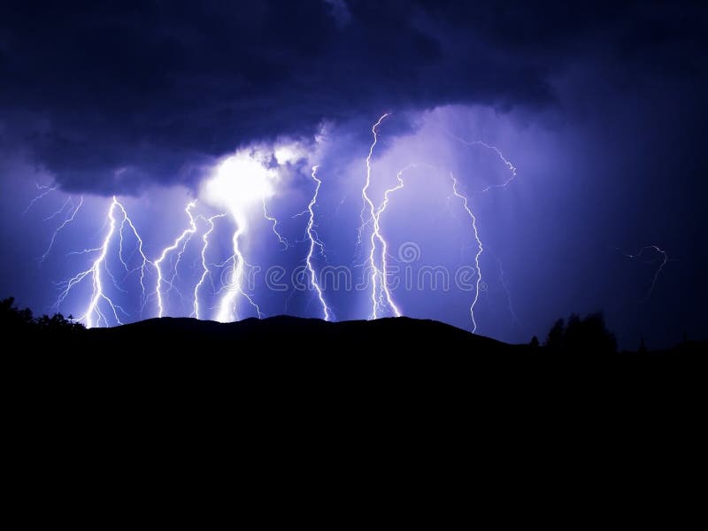 Blue lightning stock photo. Image of flash, thunder, clouds - 16186876