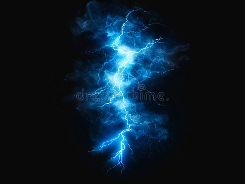 A Blue Lightning Bolt on a Black Background Stock Image - Image of bolt ...