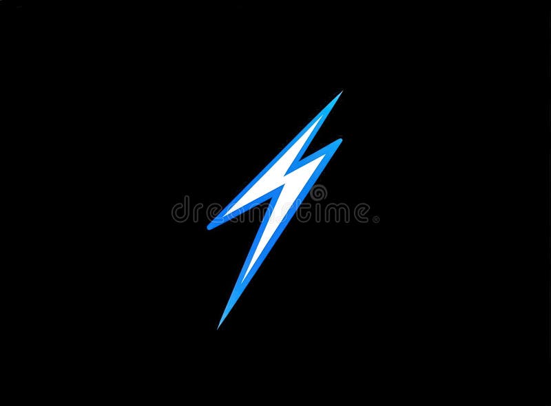 A Blue Lightning Bolt Flies through the Air on a Black Background Stock ...