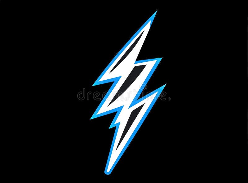A Blue Lightning Bolt Flies through the Air on a Black Background Stock ...