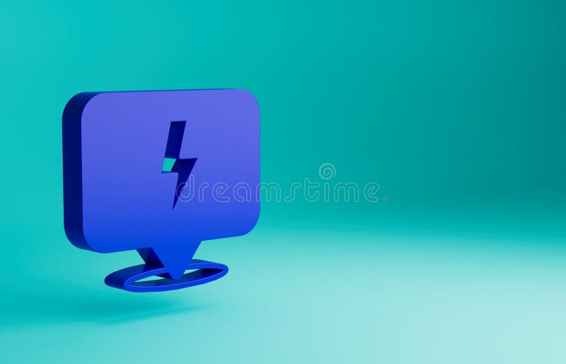 Blue Lightning Bolt Icon Isolated on Blue Background. Flash Sign ...