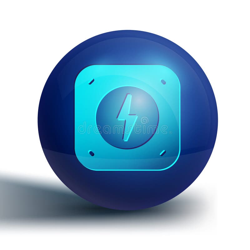 Blue Lightning Bolt Icon Isolated on Blue Background. Flash Sign ...
