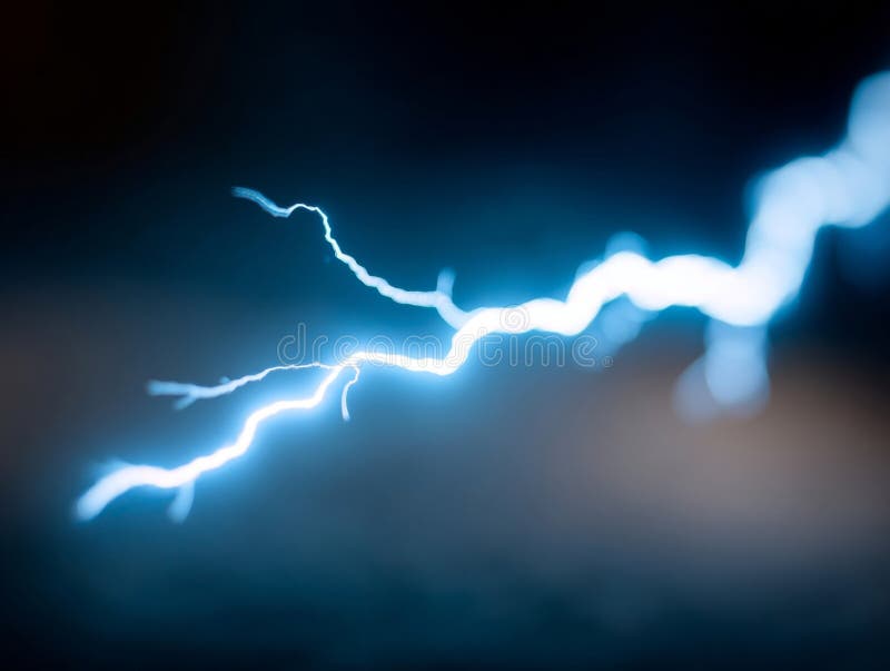 A Blue Lightning Bolt is Shown in the Dark Stock Photo - Image of color ...