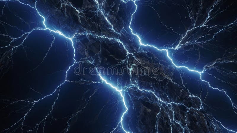 Blue Lightning in the Dark, Abstract Background, 3d Render Illustration ...