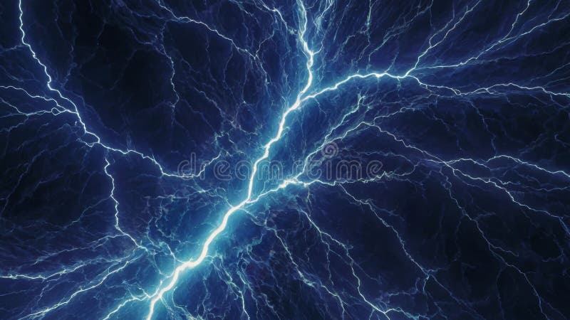Blue Lightning in the Dark, Abstract Background, 3d Render Illustration ...