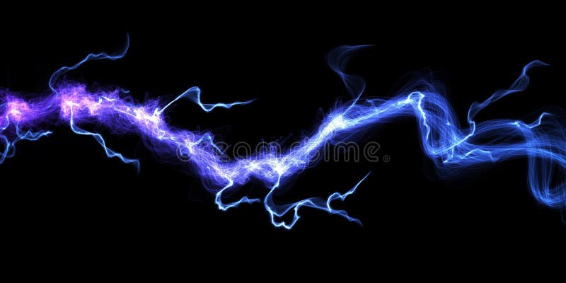 Blue Lightning, Power Energy Charge, Black Abstract Background. Blitz ...