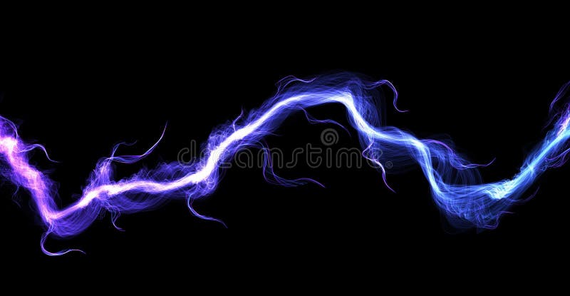 Blue Lightning, Power Energy Charge, Black Abstract Background. Blitz ...