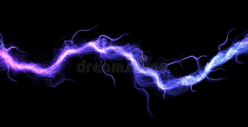 Blue Lightning, Power Energy Charge, Black Abstract Background. Blitz ...