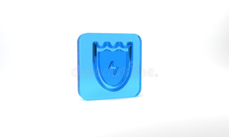 Blue Lightning and Shield Icon Isolated on Grey Background. High ...