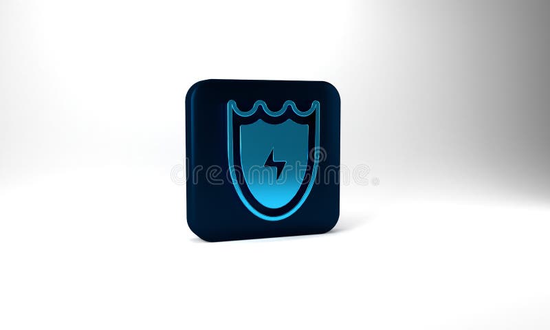 Blue Lightning and Shield Icon Isolated on Grey Background. High ...