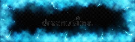 Blue Lightning and Smoke Effect Frame Background Stock Illustration ...