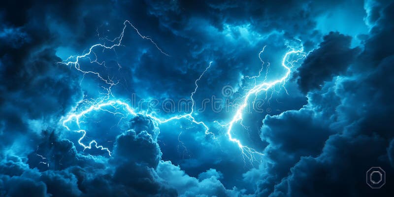 Blue Lightning Storm Clouds Background Stock Illustration ...