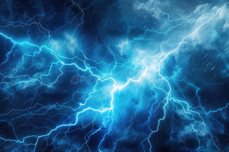 A Blue Lightning Storm Illuminates the Dark Sky Stock Image - Image of ...