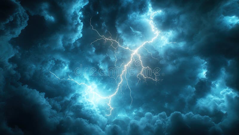 Blue Lightning Thunder Cloud Explosion Background 3 Stock Illustration ...
