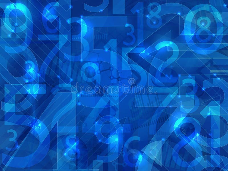 Blue Lights Abstract Numbers Stock Illustration - Illustration of graph ...