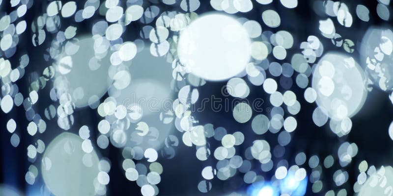 Blue Lights Bokeh From Christmas Holiday Garlands Blurred Festive