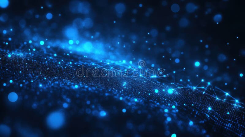 Blue Lights Connect in Web. Network Data Flows. Technology Connects ...