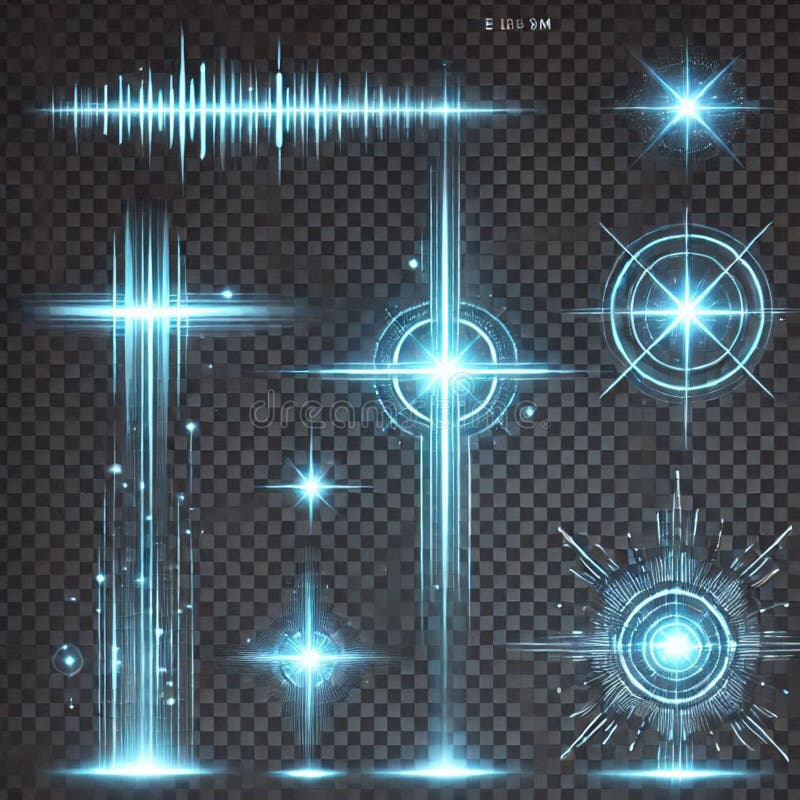 Blue Lights Design Collection on a Transparent Background Stock ...