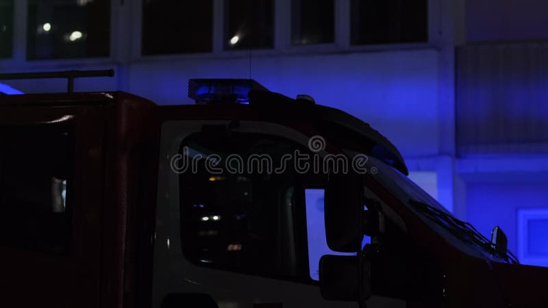Blue Lights and Sirens on a Firetruck at Night Stock Video - Video of ...