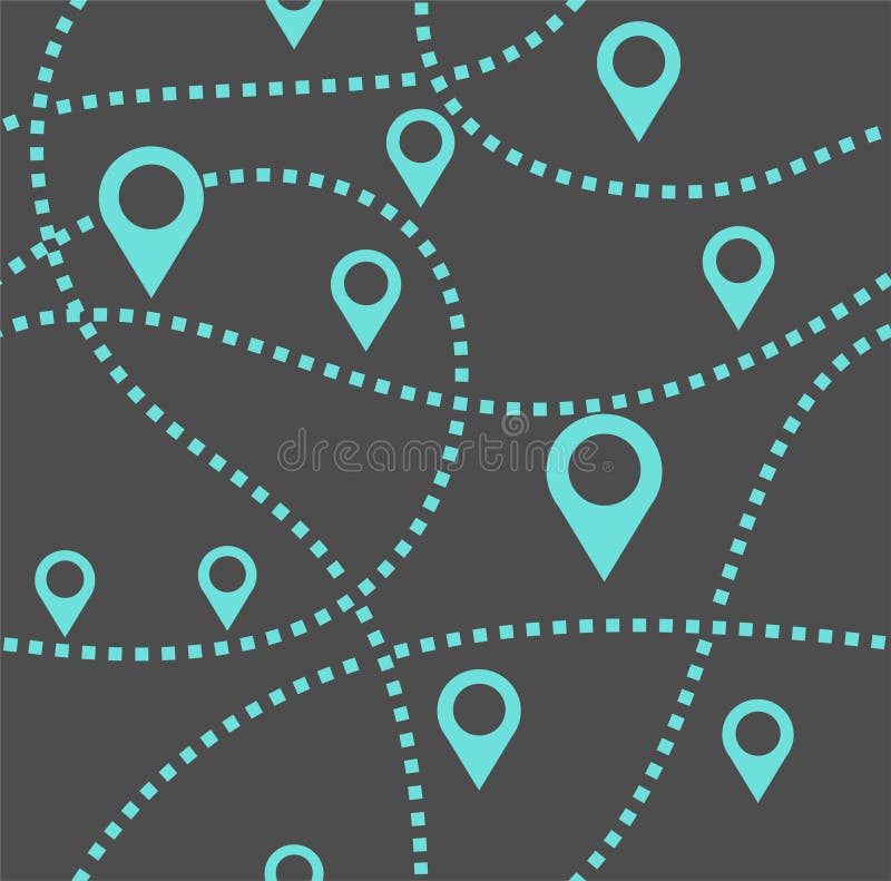 Map, Routes, Beacons, Seamless Pattern, Color, Vector, Gray, Blue Stock ...