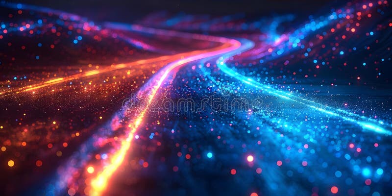 Blue Lights on a Highway: Symbolizing Fast Internet and Modern ...