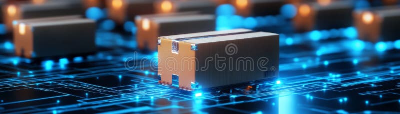 Blue Lights Illuminate Complex Circuitry on Computer Hardware Component ...