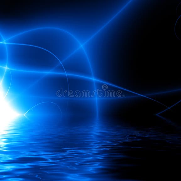 Blue lights over water stock illustration. Illustration of lights - 4310814