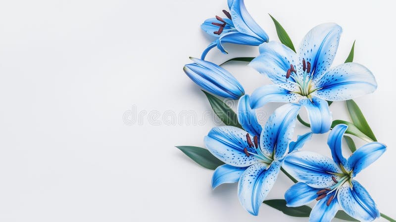 Blue Lilies on a White Background Stock Image - Image of white ...