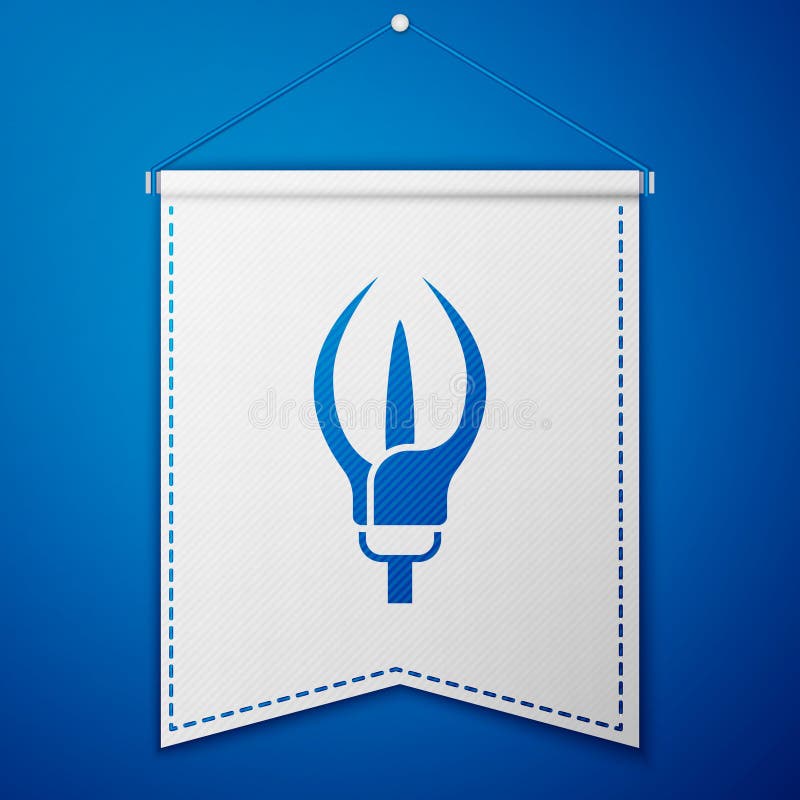 Blue Lily Flower Icon Isolated on Blue Background. White Pennant ...