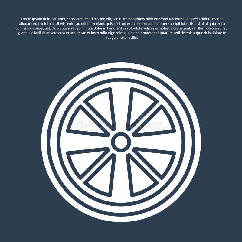 Blue Line Alloy Wheel for a Car Icon Isolated on Blue Background ...