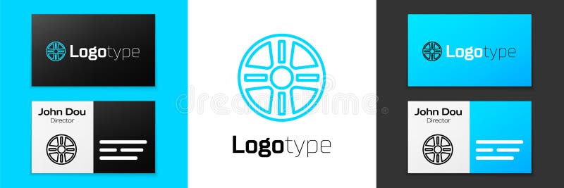 Blue Line Alloy Wheel for a Car Icon Isolated on White Background. Logo ... Blue Line Alloy Wheel for a Car Icon Isolated on White Background. Logo ...