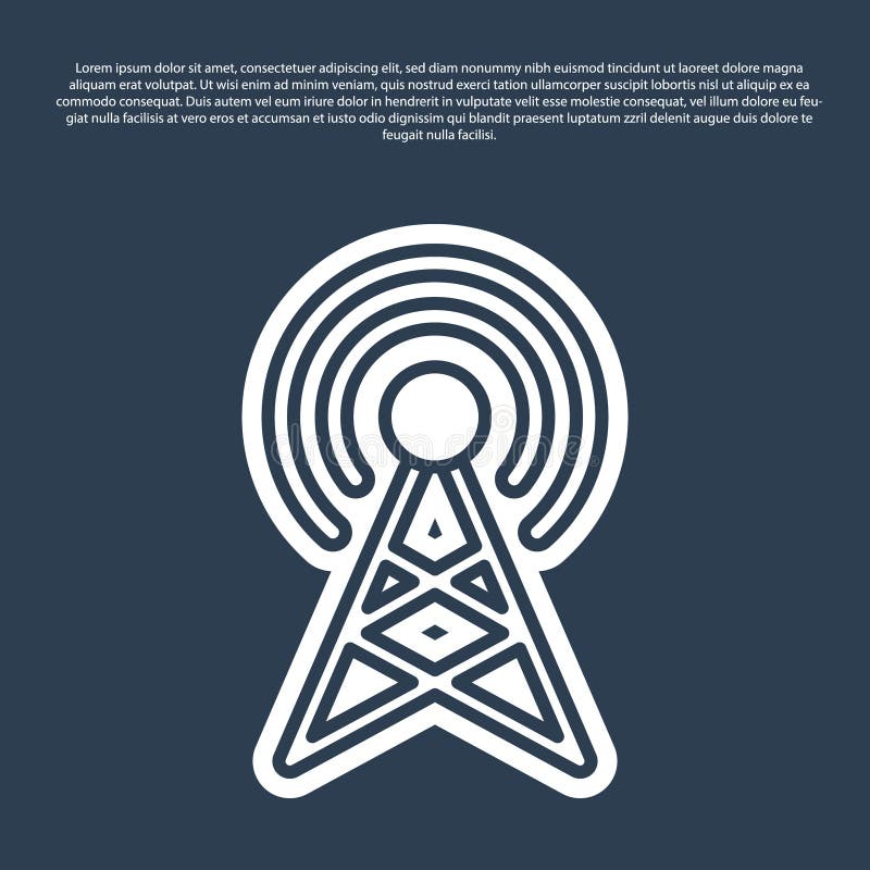 Blue Line Antenna Icon Isolated on Blue Background. Radio Antenna ...