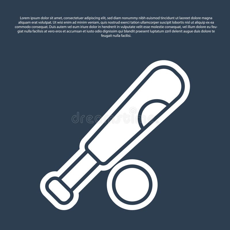 Blue Line Baseball Bat with Ball Icon Isolated on Blue Background ...