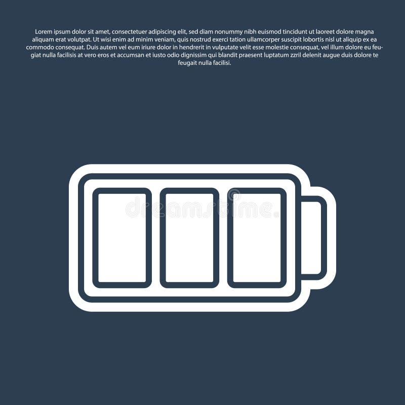 Blue Line Battery Charge Level Indicator Icon Isolated on Blue ...