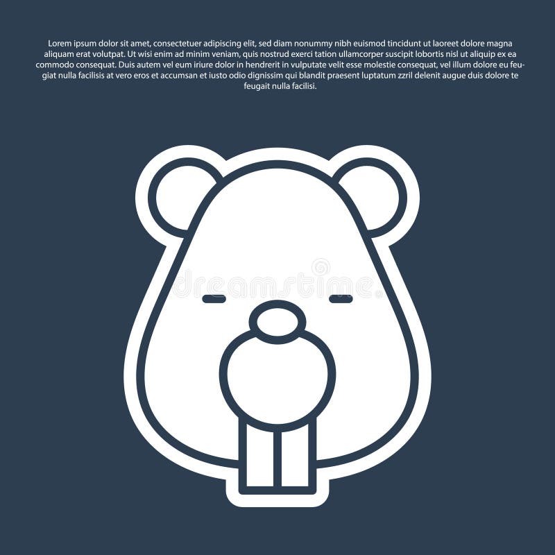 Blue Line Beaver Animal Icon Isolated on Blue Background. Vector Stock ...