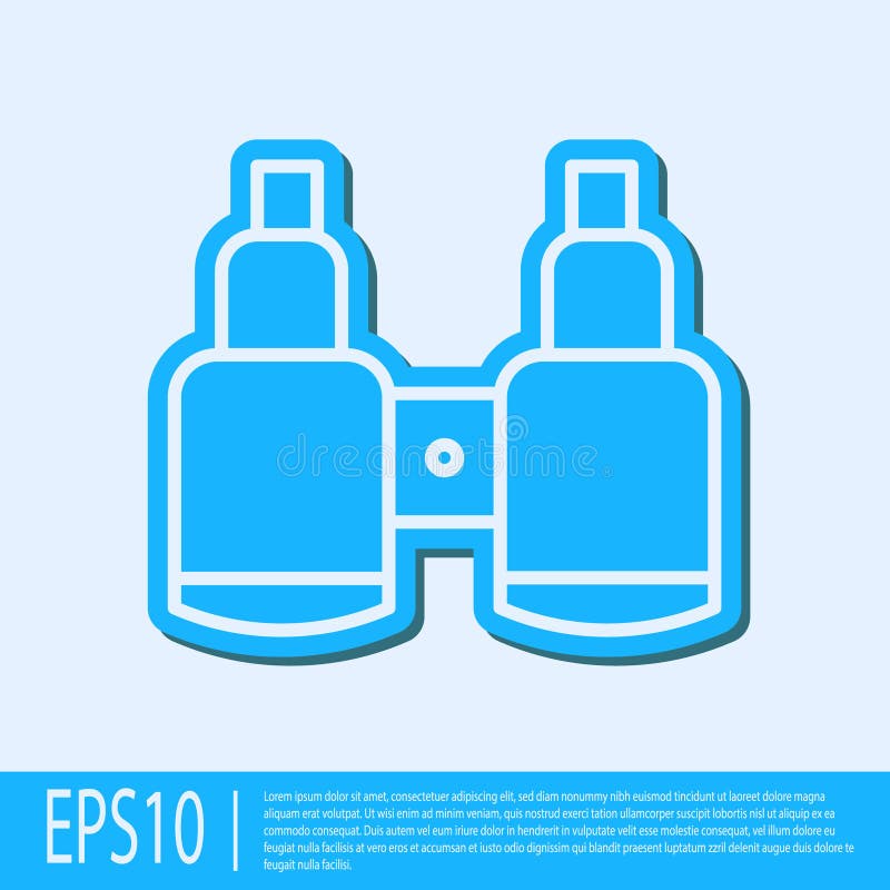 Blue Line Binoculars Icon Isolated on Grey Background. Find Software ...