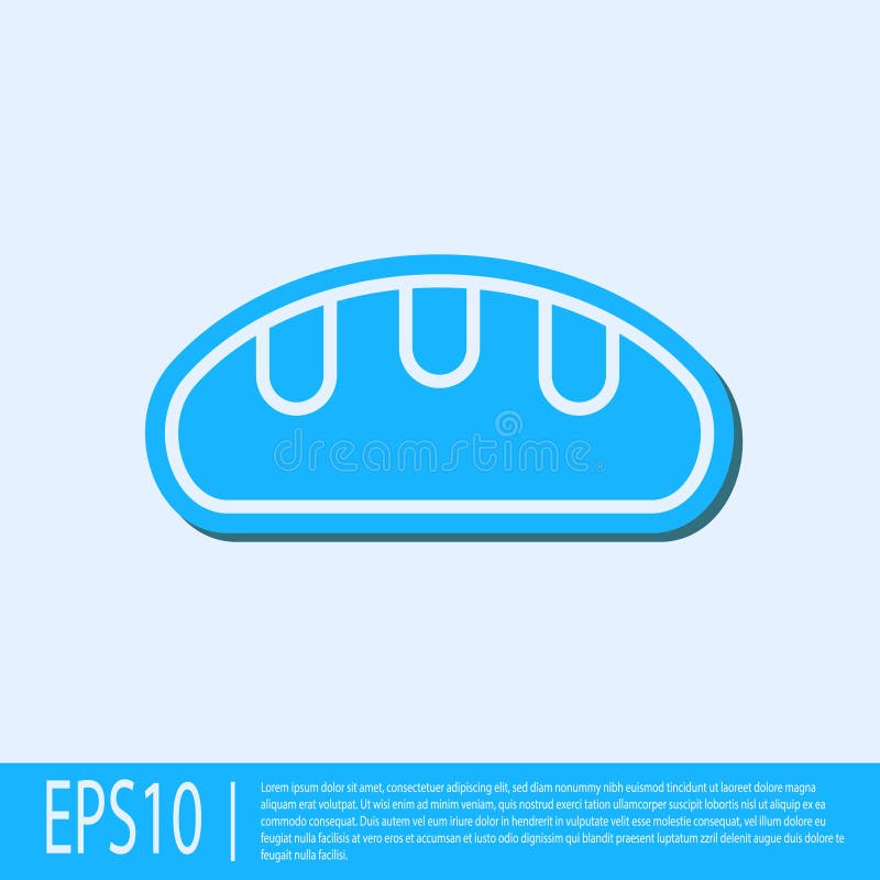 Blue Line Bread Loaf Icon Isolated on Grey Background. Vector Stock ...