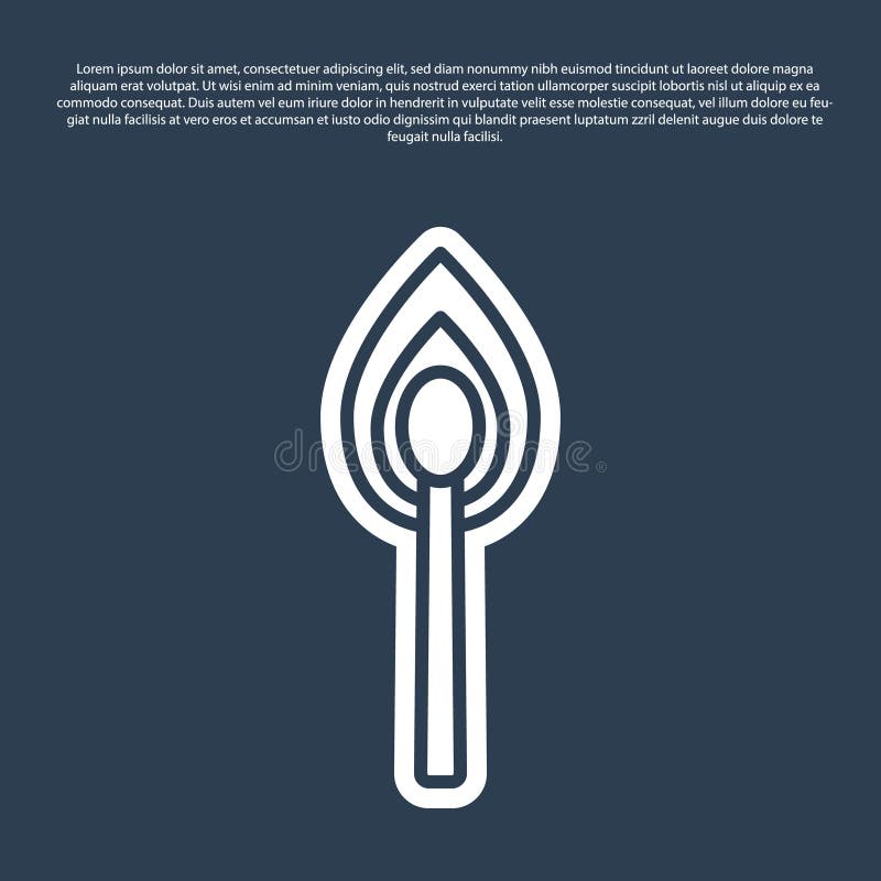 Blue Line Burning Match with Fire Icon Isolated on Blue Background ...