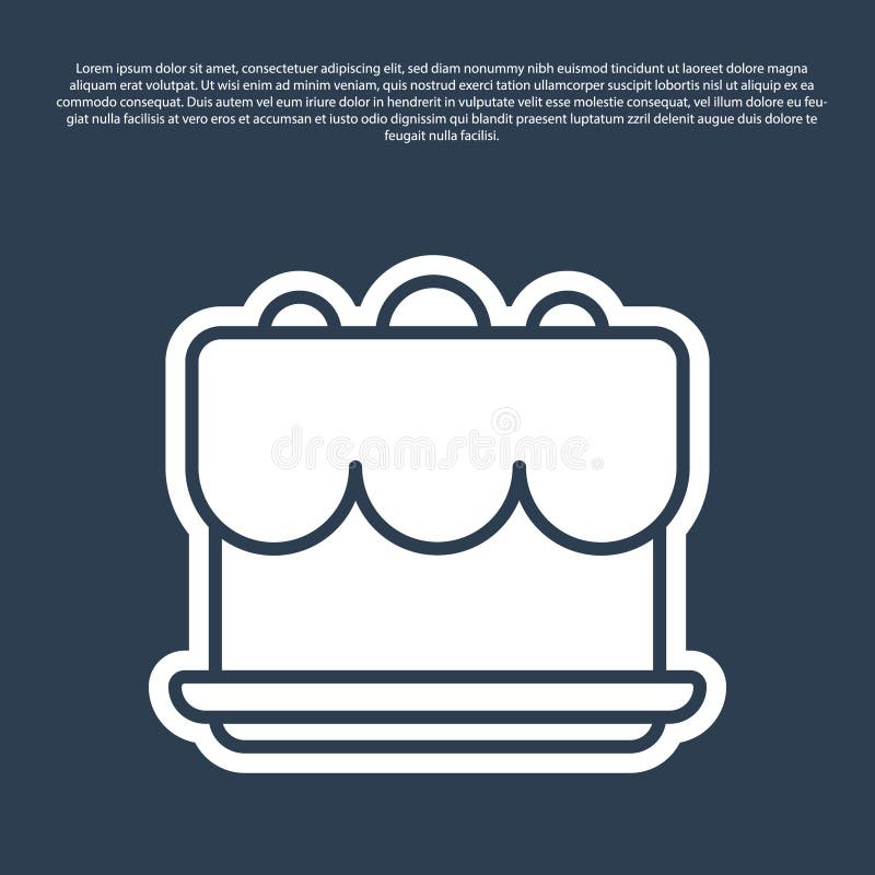 Blue Line Cake Icon Isolated on Blue Background. Happy Birthday Stock ...