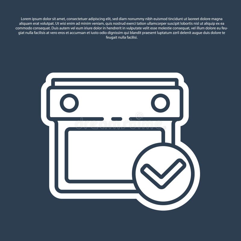 Line Calendar with Check Mark Icon Isolated on Grey Background ...