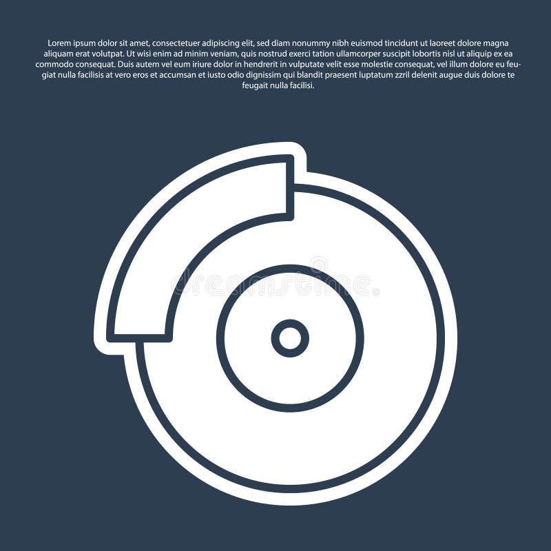Blue Line Car Brake Disk with Caliper Icon Isolated on Blue Background ...