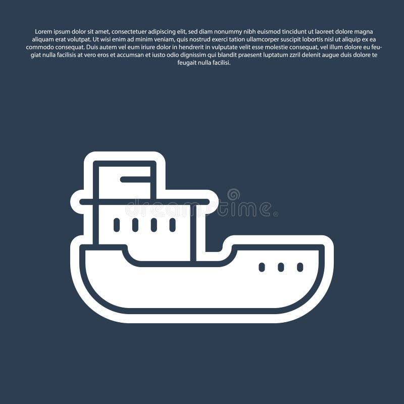 Blue Line Cargo Ship Icon Isolated on Blue Background. Vector Stock ...