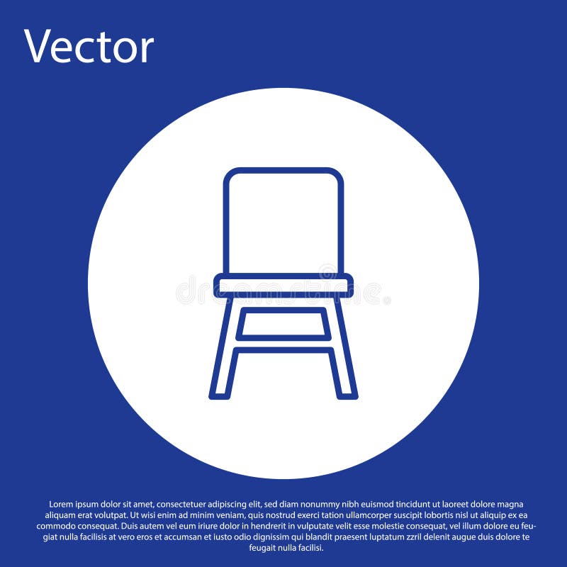 Blue Line Chair Icon Isolated on Blue Background. White Circle Button ...