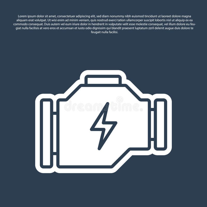 Blue Line Check Engine Icon Isolated on Blue Background. Vector Stock ...