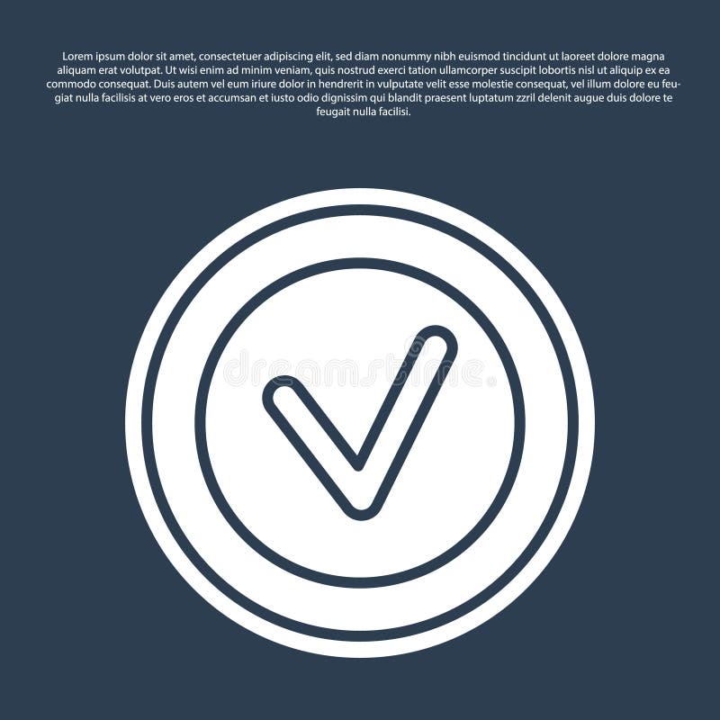 Blue Line Check Mark in Round Icon Isolated on Blue Background. Check ...