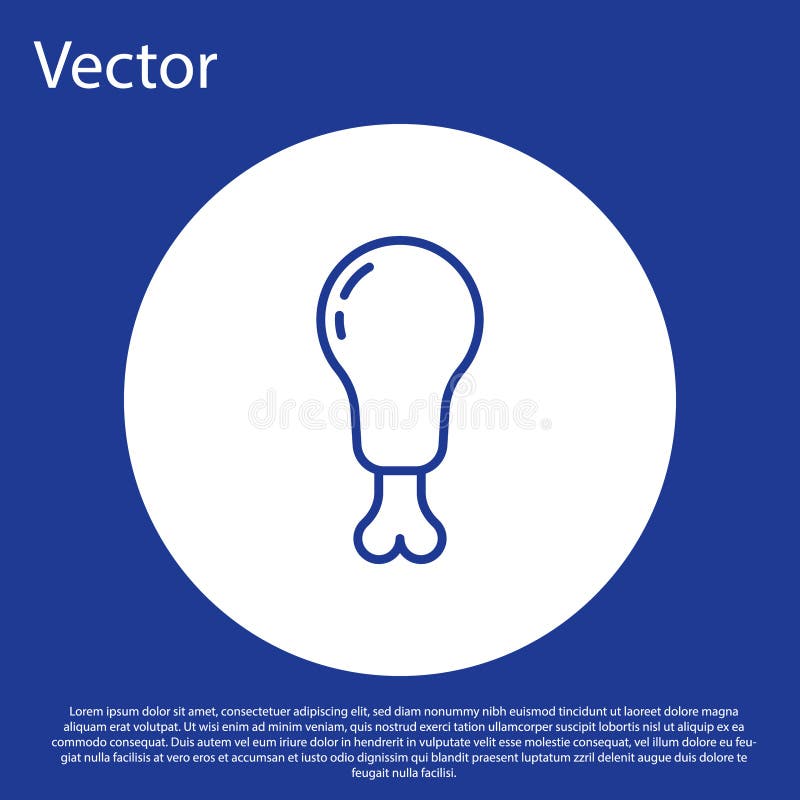 Blue Line Chicken Leg Icon Isolated on Blue Background. Chicken ...