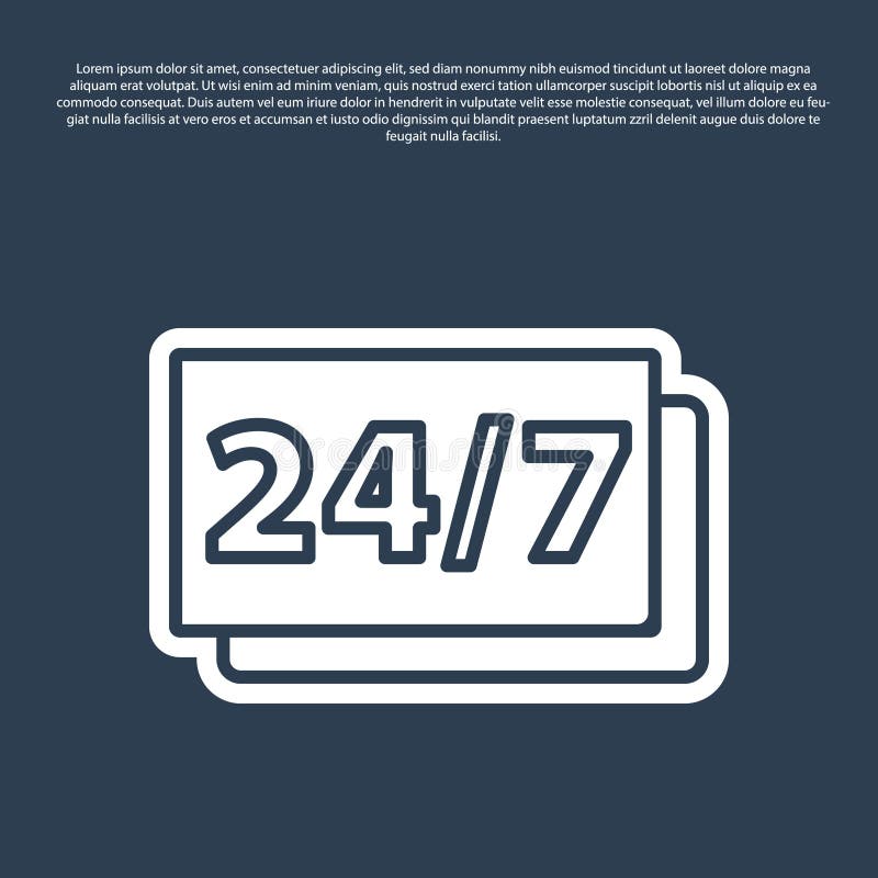 Blue Line Clock 24 Hours Icon Isolated on Blue Background. All Day ...