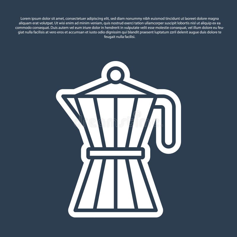 Blue Line Coffee Maker Moca Pot Icon Isolated on Blue Background ...