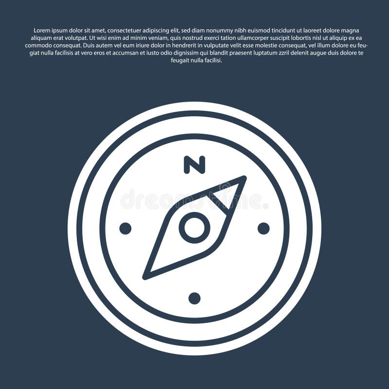 Blue Line Compass Icon Isolated On Blue Background Windrose Navigation
