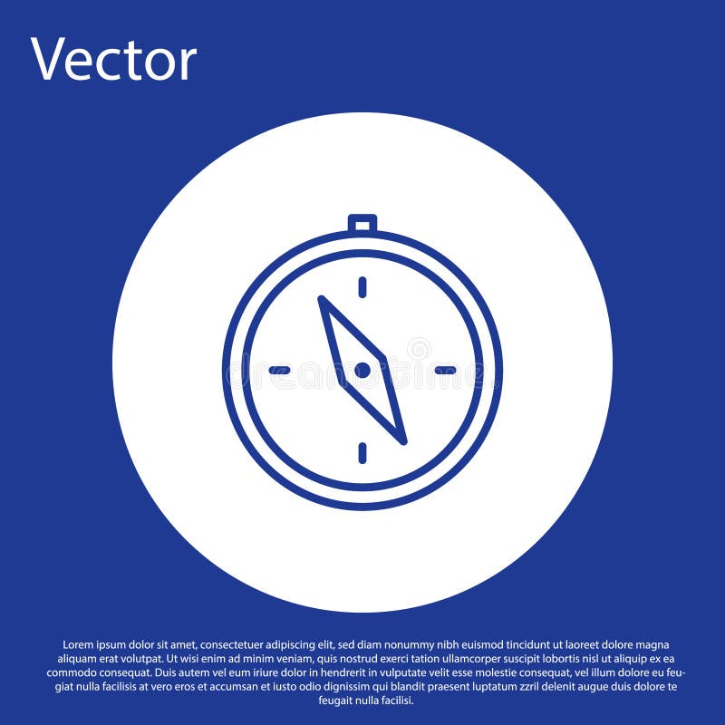 Blue Line Compass Icon Isolated On Blue Background Windrose Navigation